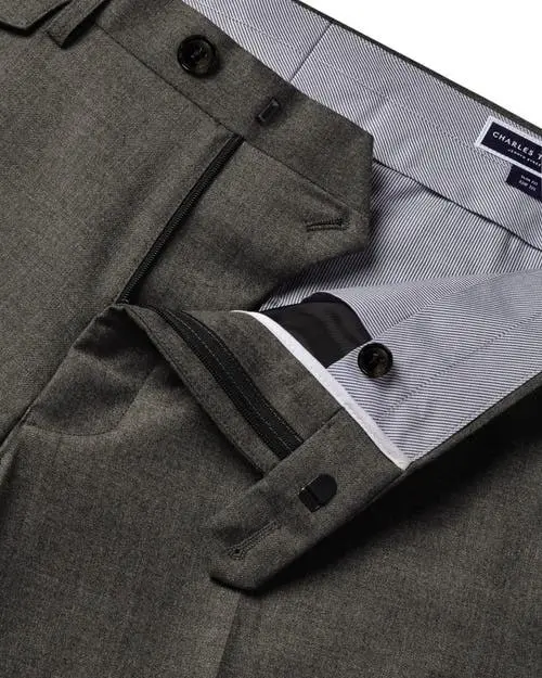 CHARLES TYRWHITT Slim Fit Wool Stretch Pants - Grey