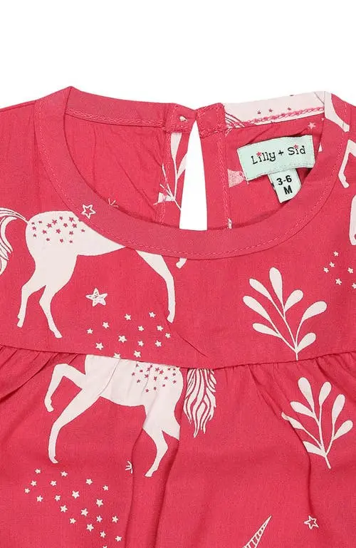 LILLY + SID Organic Cotton Unicorn Print Romper