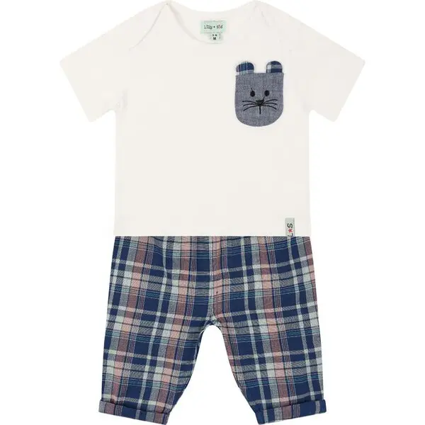 LILLY + SID Organic Cotton Top And Trouser Set - Navy