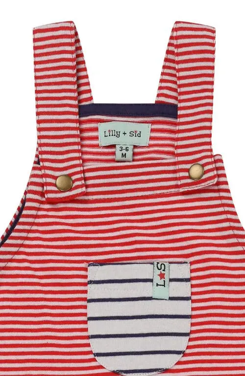 LILLY + SID Organic Cotton Stripe Print Dungarees Jumpsuit