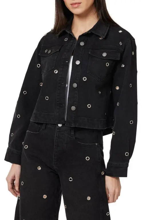 Habitual Grommet Embellished Denim Trucker Jacket