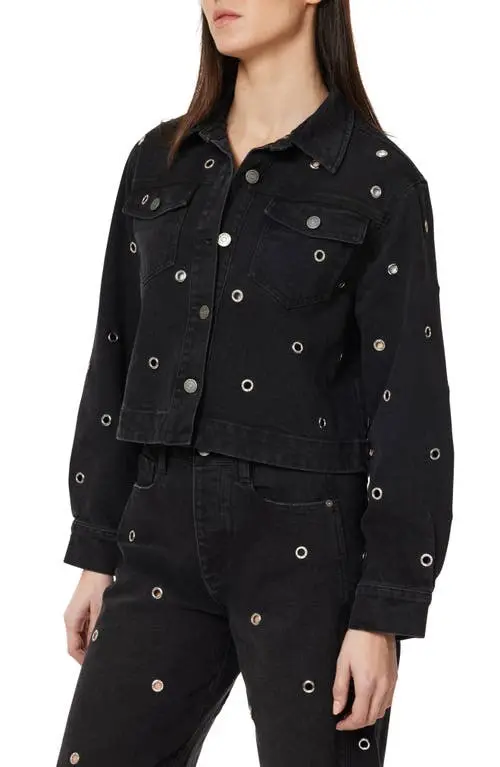 Habitual Grommet Embellished Denim Trucker Jacket