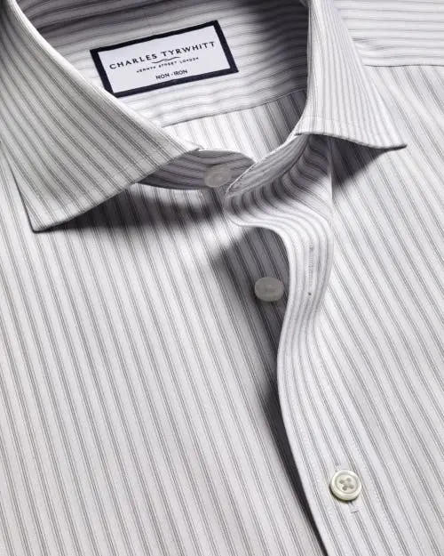 CHARLES TYRWHITT Non-iron Poplin Stripe Shirt - Gray