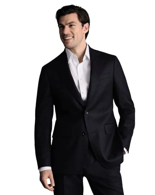 CHARLES TYRWHITT Slim Fit Italian Flannel Suit Jacket - Navy