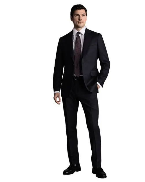 CHARLES TYRWHITT Slim Fit Italian Flannel Suit Jacket - Navy