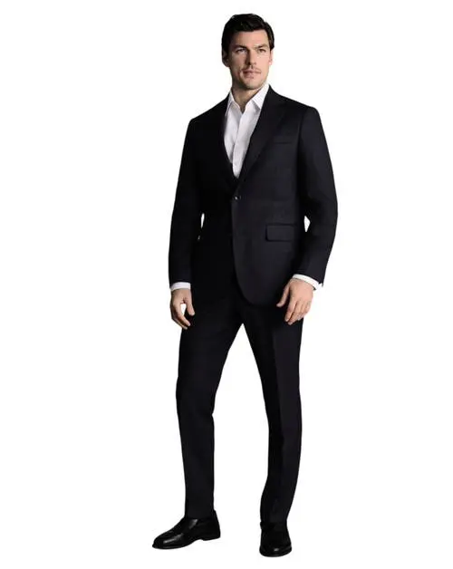 CHARLES TYRWHITT Slim Fit Italian Flannel Suit Jacket - Navy