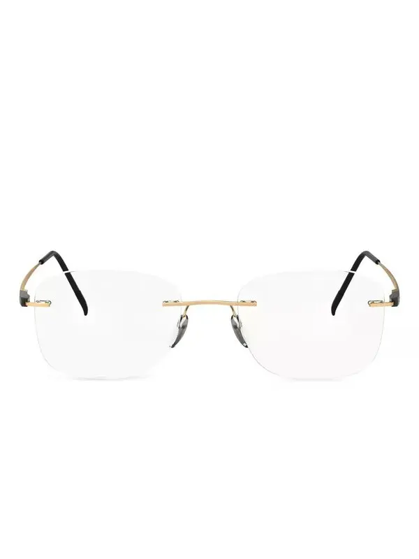 SILHOUETTE Rimless Rectangle Frame Glasses - Gold