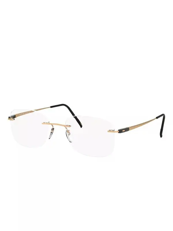 SILHOUETTE Rimless Rectangle Frame Glasses - Gold