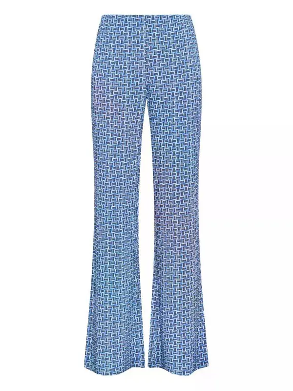 Malìparmi Geometric-print Flared Trousers - Blue