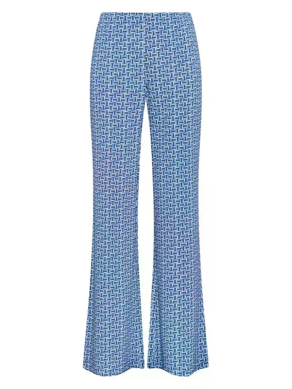 Malìparmi Geometric-print Flared Trousers - Blue