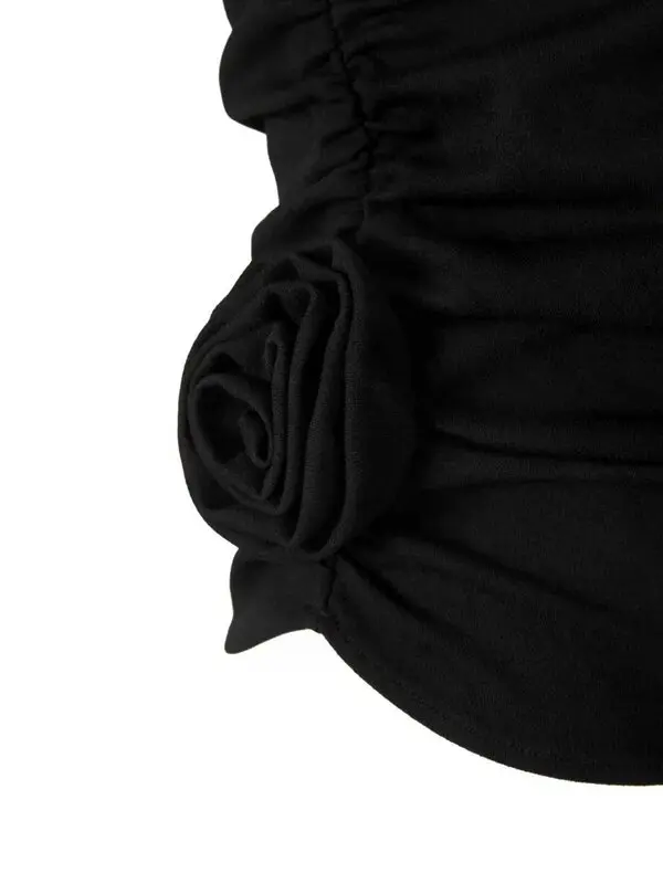 Magda Butrym Rose-embellished One-shoulder Top - Black