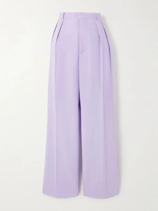 Wardrobe.NYC Pleated Grain De Poudre Wool Pants - Purple