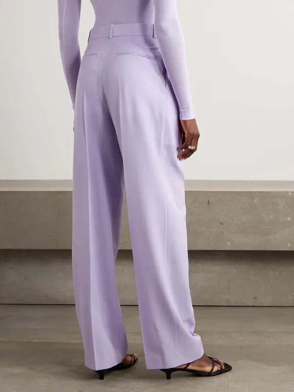 Wardrobe.NYC Pleated Grain De Poudre Wool Pants - Purple