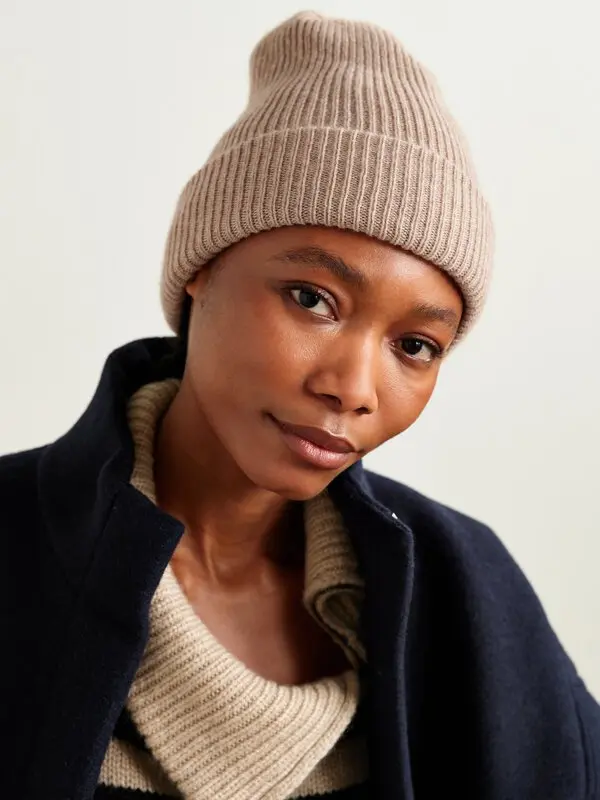 Suzie Kondi Bebe Ribbed Cashmere Beanie - Brown