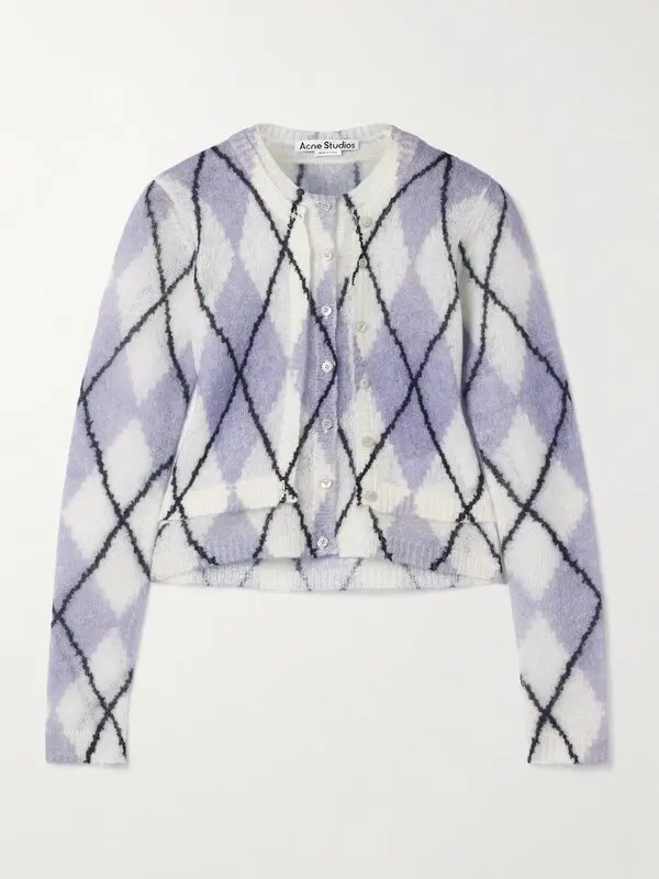 Acne Studios Layered Argyle Mohair-blend Sweater - Purple