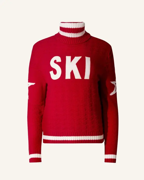 Perfect Moment Glacier Merino Wool Turtleneck Sweater - Red
