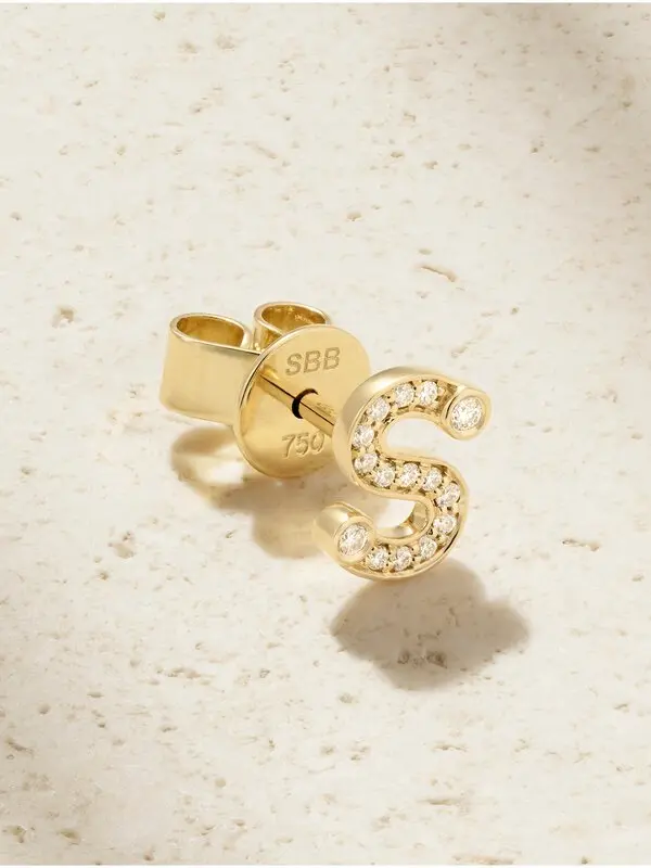 Sophie Bille Brahe Petite Letter 18-karat Recycled Diamond Single Earring - Gold