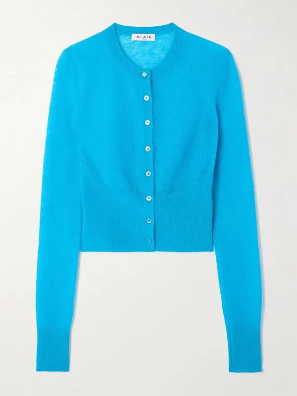 Alaïa Mohair-blend Cardigan - Blue