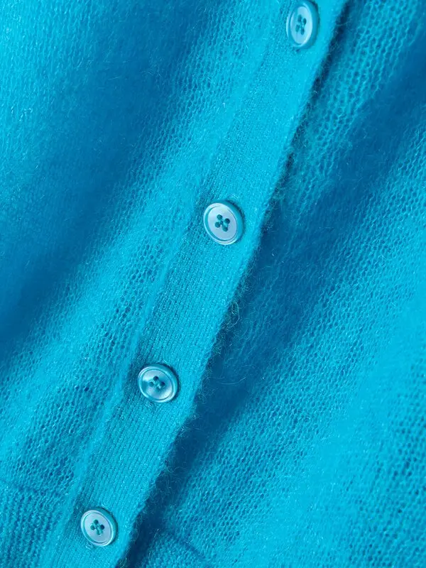 Alaïa Mohair-blend Cardigan - Blue