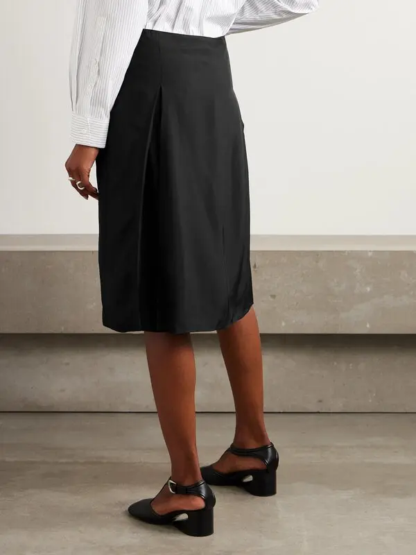 Marni Pleated Satin-twill Skirt