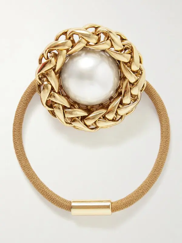 JENNIFER BEHR Marit Faux Pearl Hair Tie - Gold