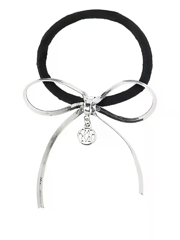 MAISON MICHEL Mya Bow-embellishment Scrunchie - Silver