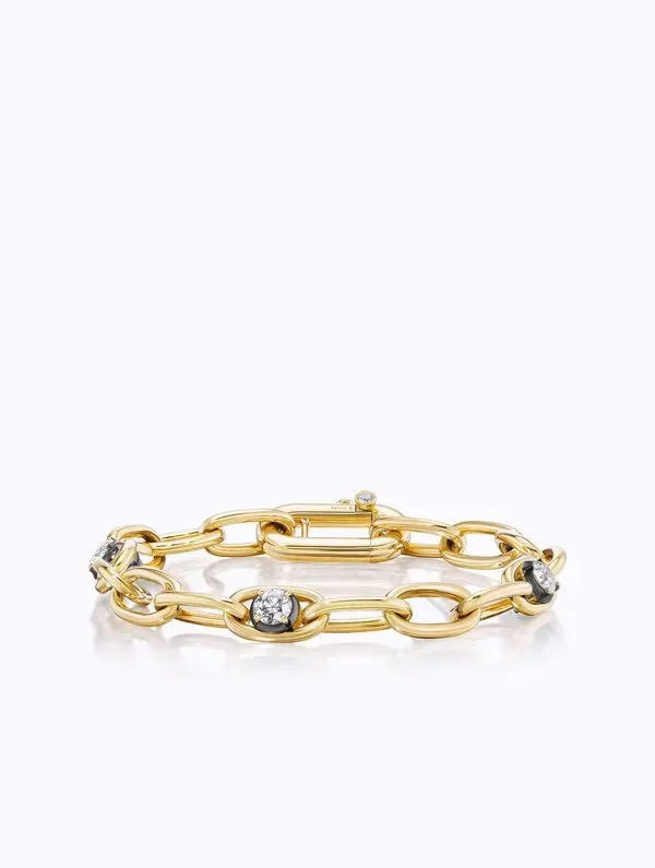 BRIONY RAYMOND Diamond Link Bracelet - 18 Karat Yellow Gold