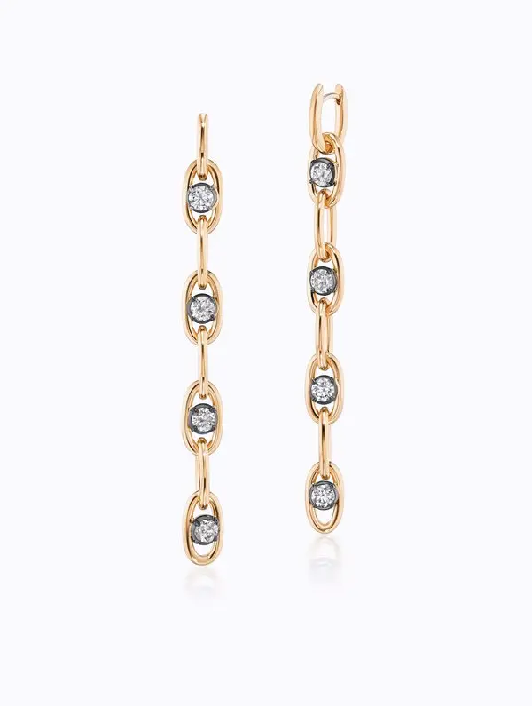 BRIONY RAYMOND Shadow Diamond Link Drop Earrings - 18 Karat Rose Gold