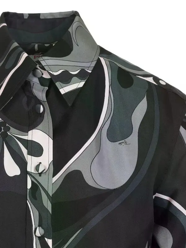 Emilio Pucci Orchidee Print Silk Twill Shirt