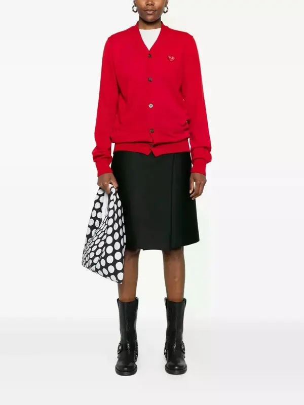Play Comme Des Garcon Rhinestone-embellished Cardigan - Red