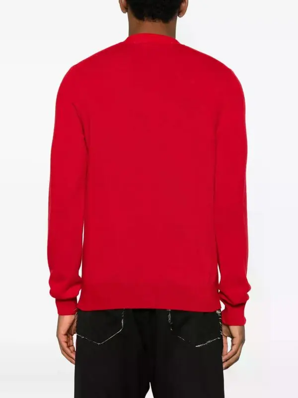 Play Comme Des Garcon Rhinestone-embellished Cardigan - Red