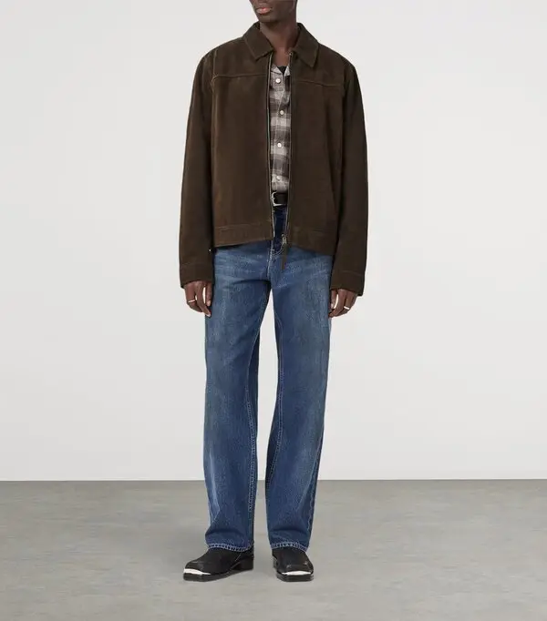 ALLSAINTS Rhone Suede Zip-up Jacket - Brown