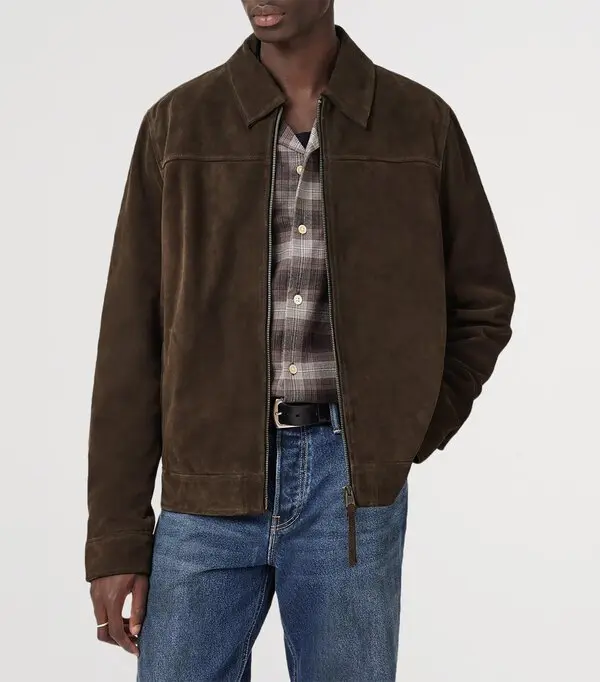 ALLSAINTS Rhone Suede Zip-up Jacket - Brown
