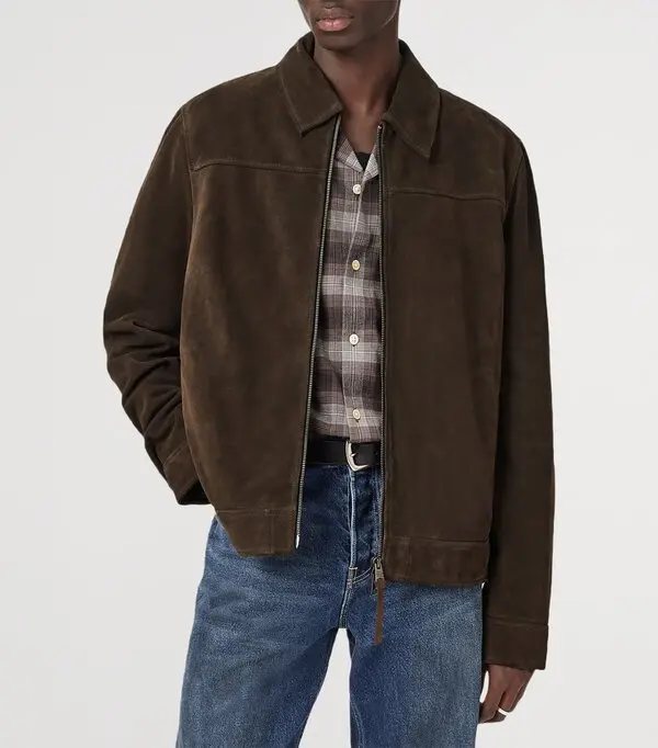 ALLSAINTS Rhone Suede Zip-up Jacket - Brown
