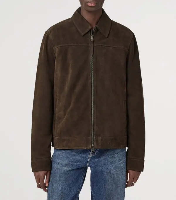 ALLSAINTS Rhone Suede Zip-up Jacket - Brown