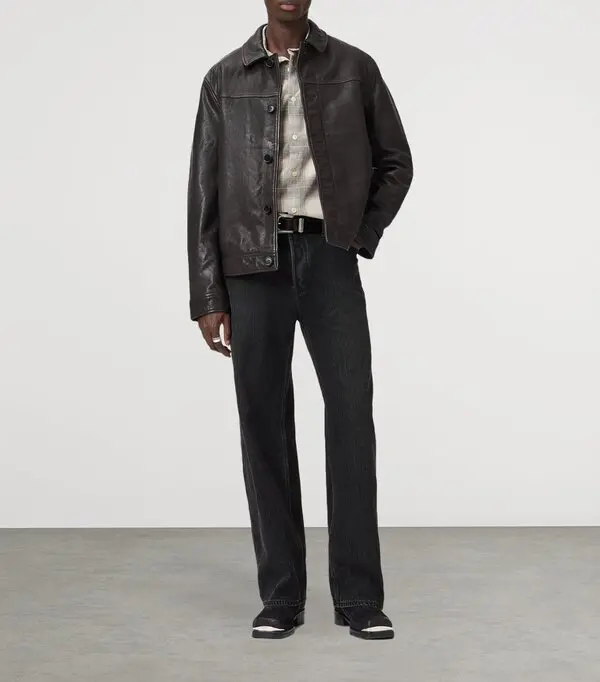 ALLSAINTS Nates Leather Jacket - Brown