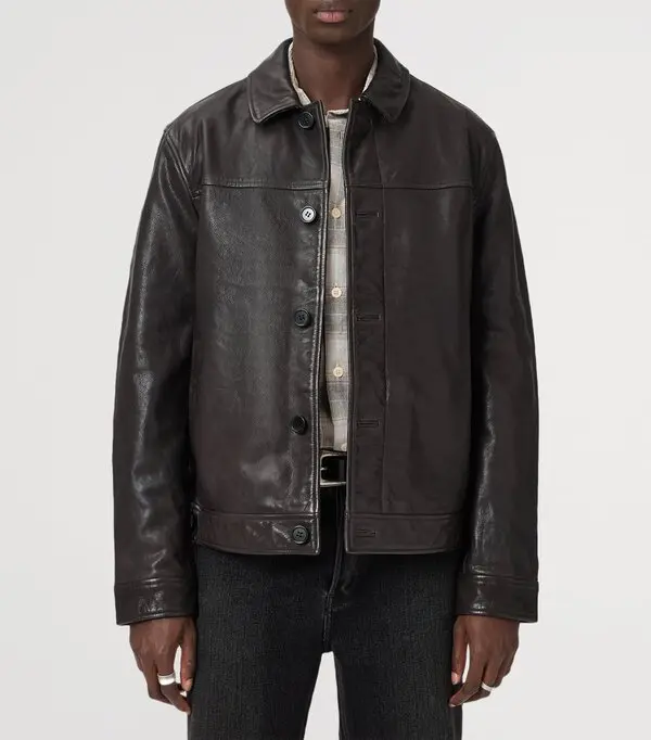 ALLSAINTS Nates Leather Jacket - Brown