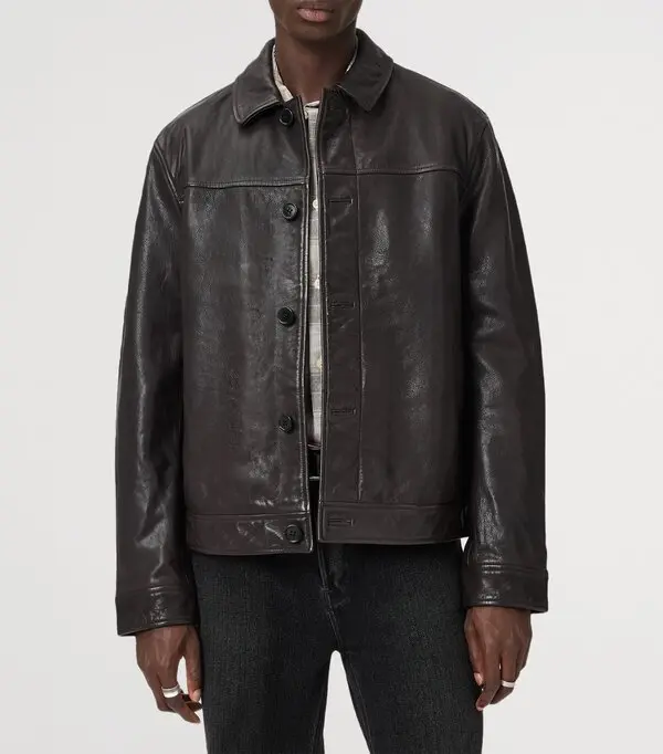 ALLSAINTS Nates Leather Jacket - Brown