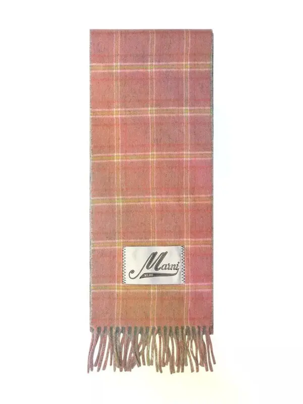 Marni Checked Fringed Scarf - Pink