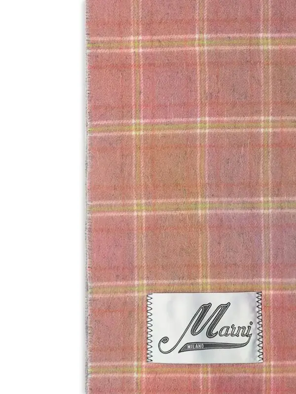 Marni Checked Fringed Scarf - Pink