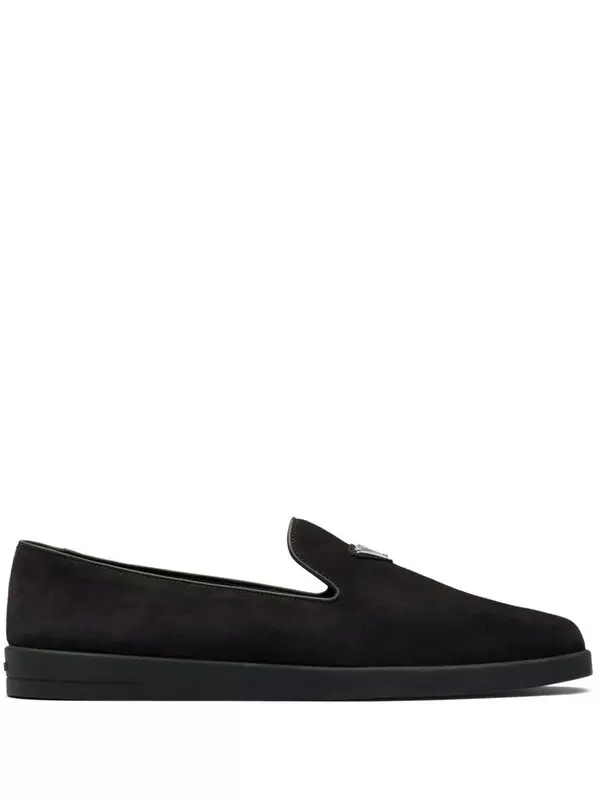 Prada Logo-plaque Suede Loafers
