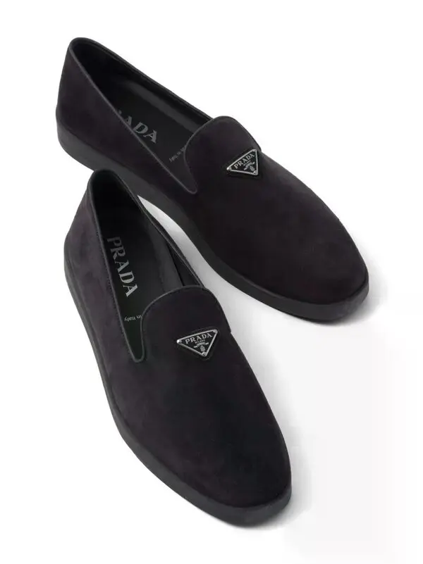Prada Logo-plaque Suede Loafers