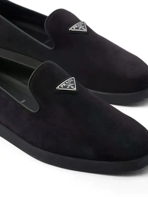 Prada Logo-plaque Suede Loafers