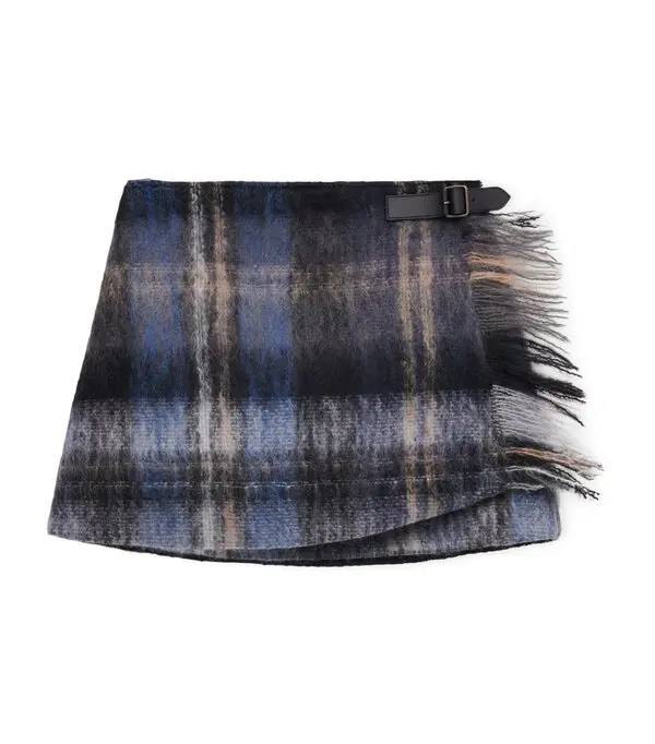 Loewe Mohair-wool Buckled Check Mini Skirt