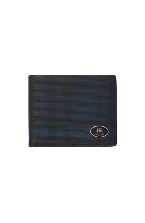 Burberry Check Slim Bifold Wallet - Navy