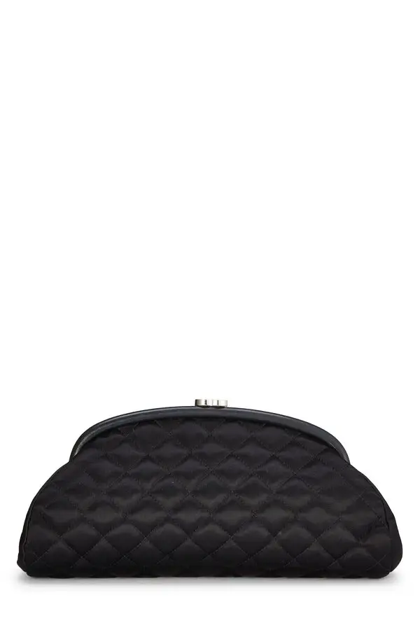 Chanel Quilted Satin Kiss Lock Clutch