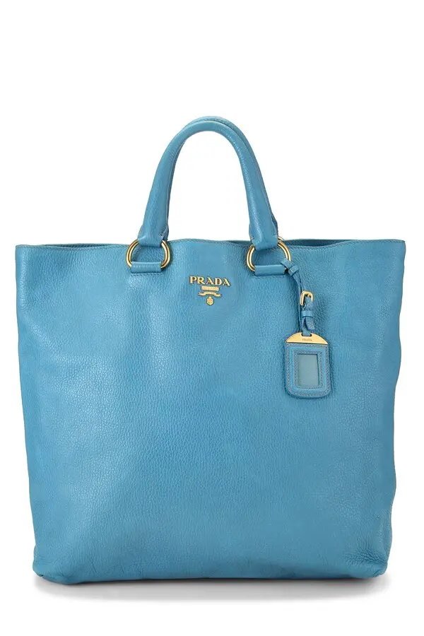 Prada Vitello Daino Shopping Tote - Blue