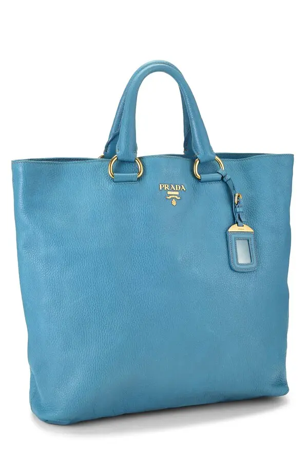 Prada Vitello Daino Shopping Tote - Blue