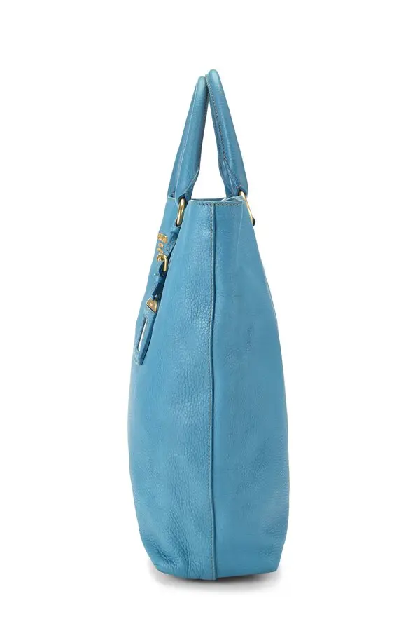 Prada Vitello Daino Shopping Tote - Blue