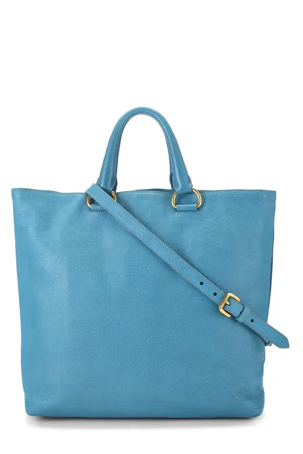 Prada Vitello Daino Shopping Tote - Blue